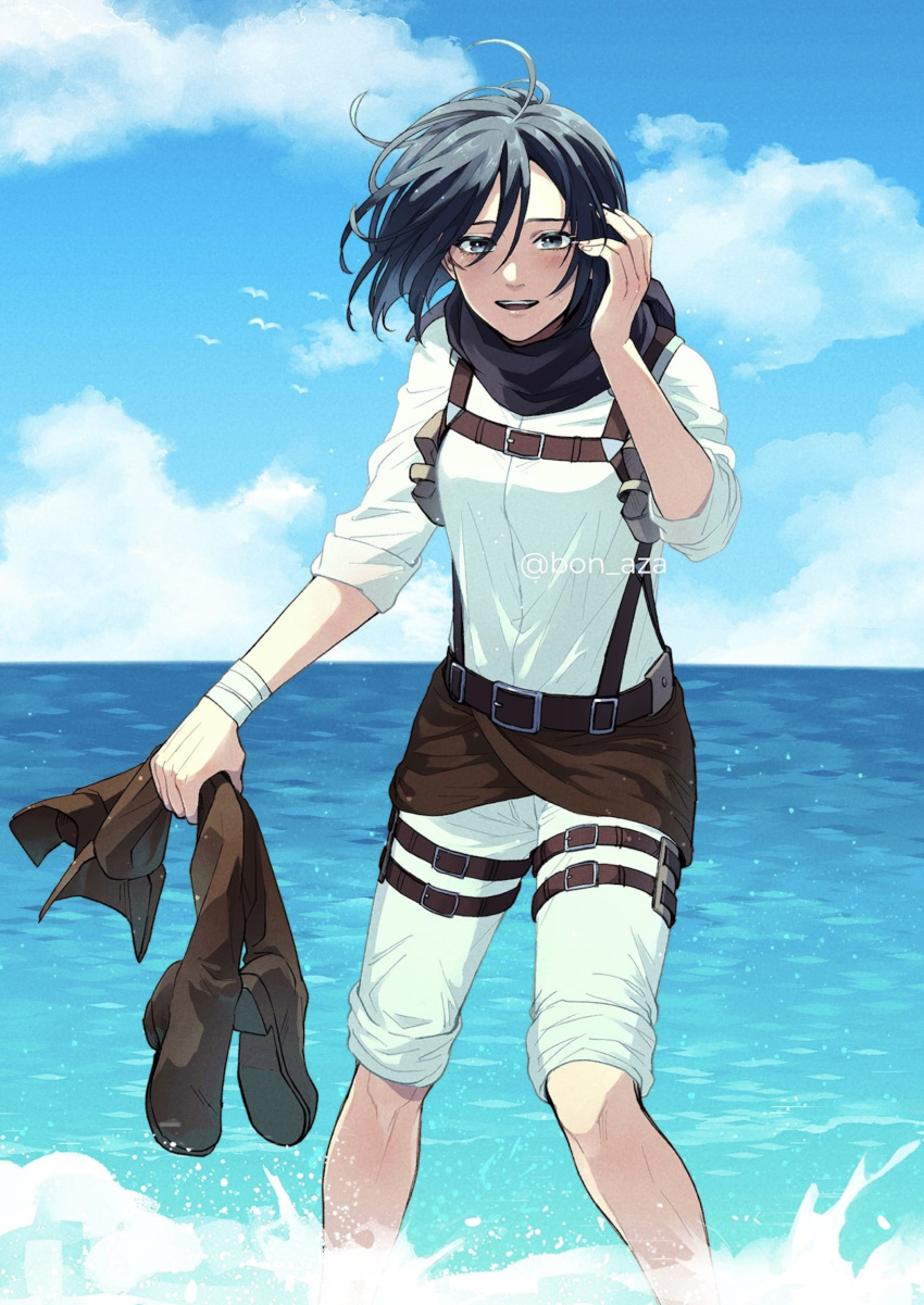 Safebooru - 1girl bandaged arm bandages belt belt buckle bird birthday black hair black scarf ...