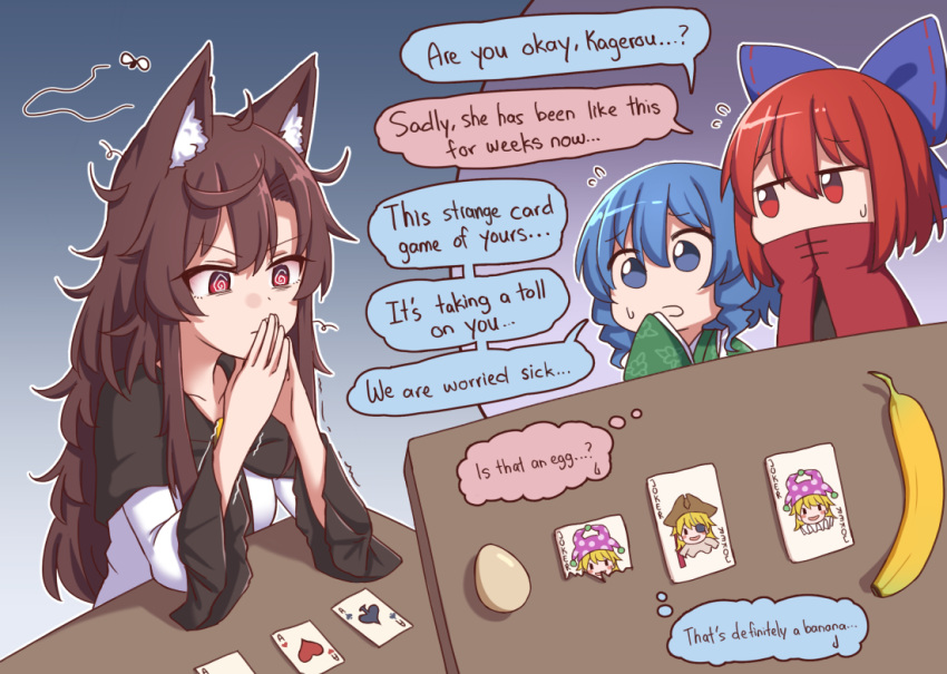 Safebooru - animal ears balatro banana blue eyes blue hair brown hair ...
