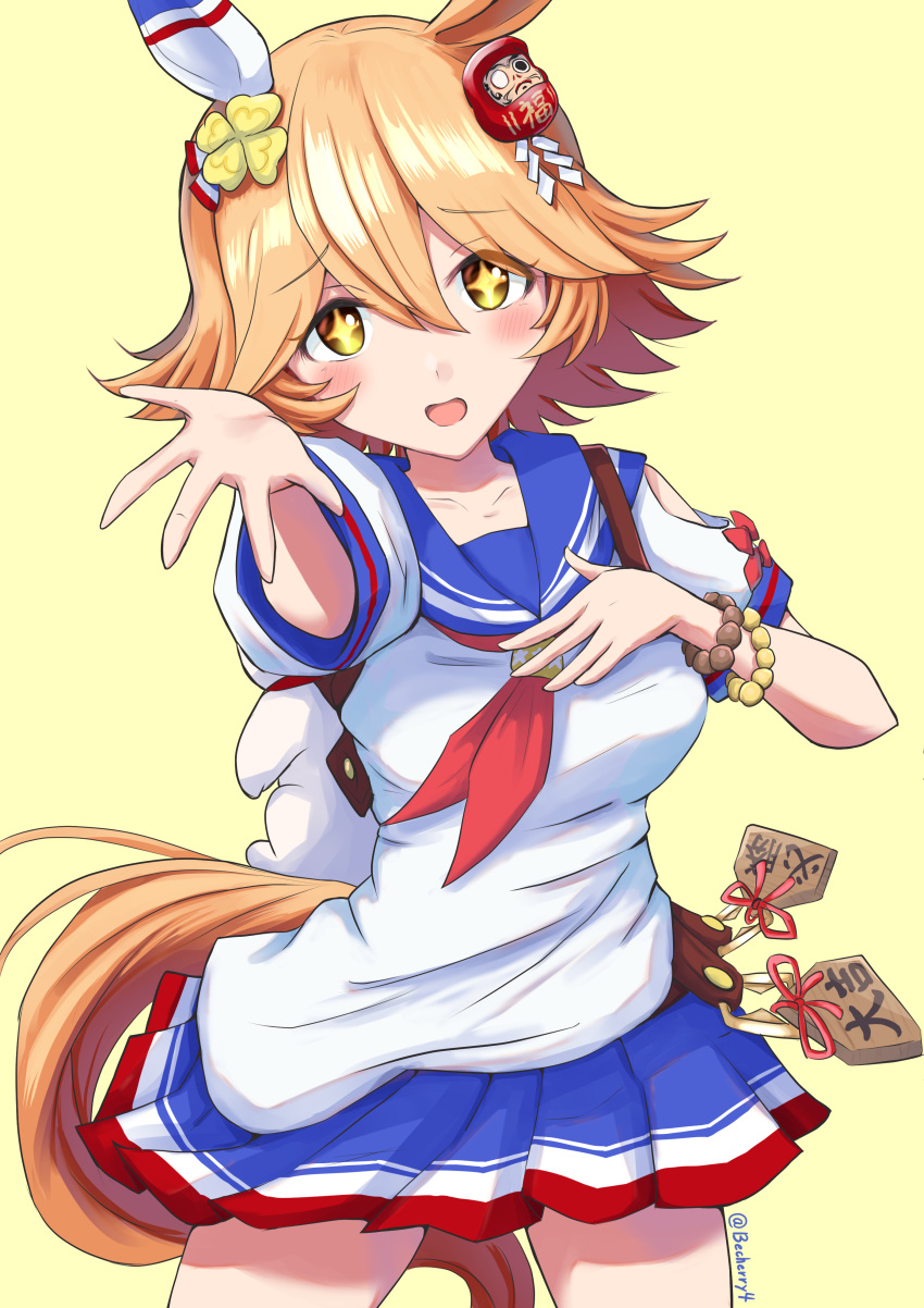 Safebooru - + + 1girl absurdres animal ears backpack bag becherry blue sailor collar blue skirt ...