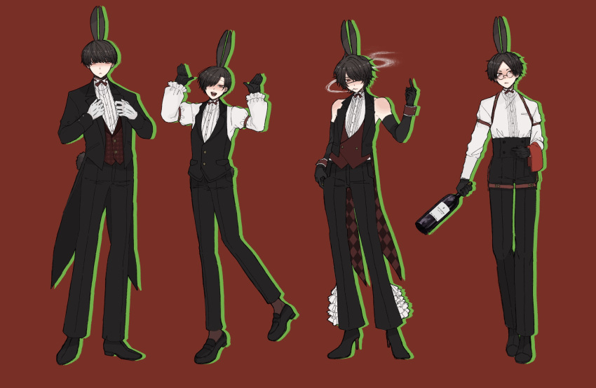 Safebooru - 4boys alternate costume animal ears aomi (ooe) ariake (ooe) away 4423 black gloves ...