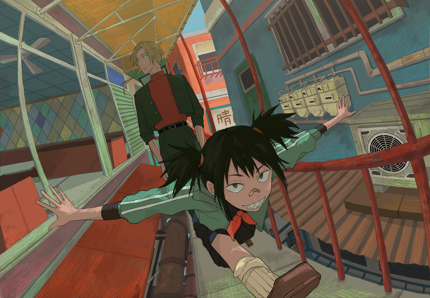 Safebooru - 1boy 1girl absurdres amamoto air bandaid bandaid on face bandaid on nose black hair ...