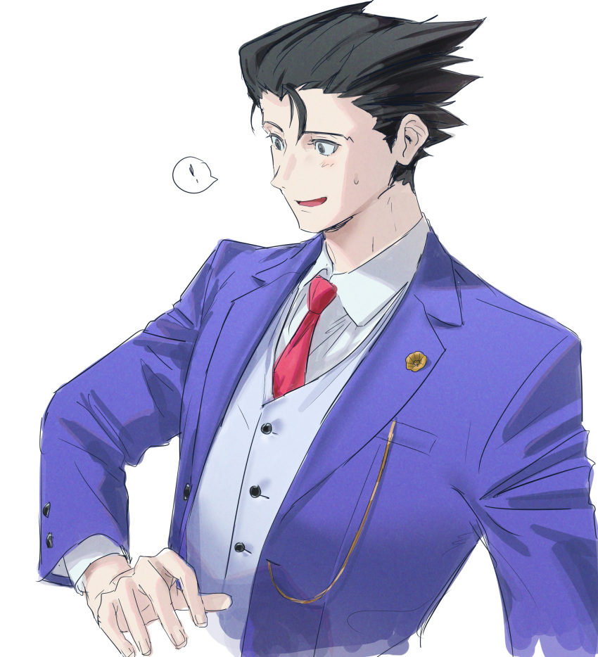 Safebooru - ! 1boy ace attorney black hair blue jacket blue vest collared shirt cropped torso ...