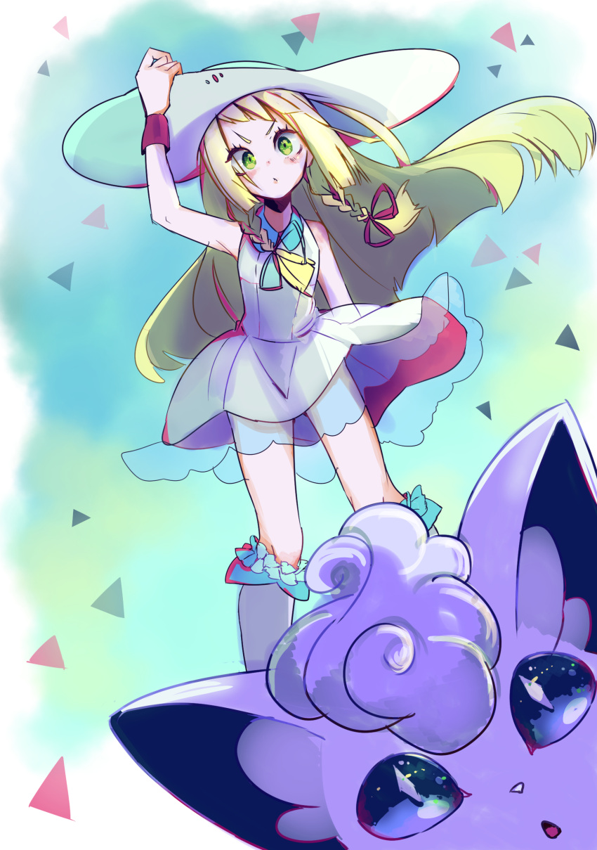 Safebooru - absurdres alolan vulpix blonde hair dress green eyes ...