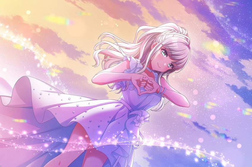 Safebooru - blue eyes d4dj dress grey hair long hair matsuyama dalia smile | 5549161