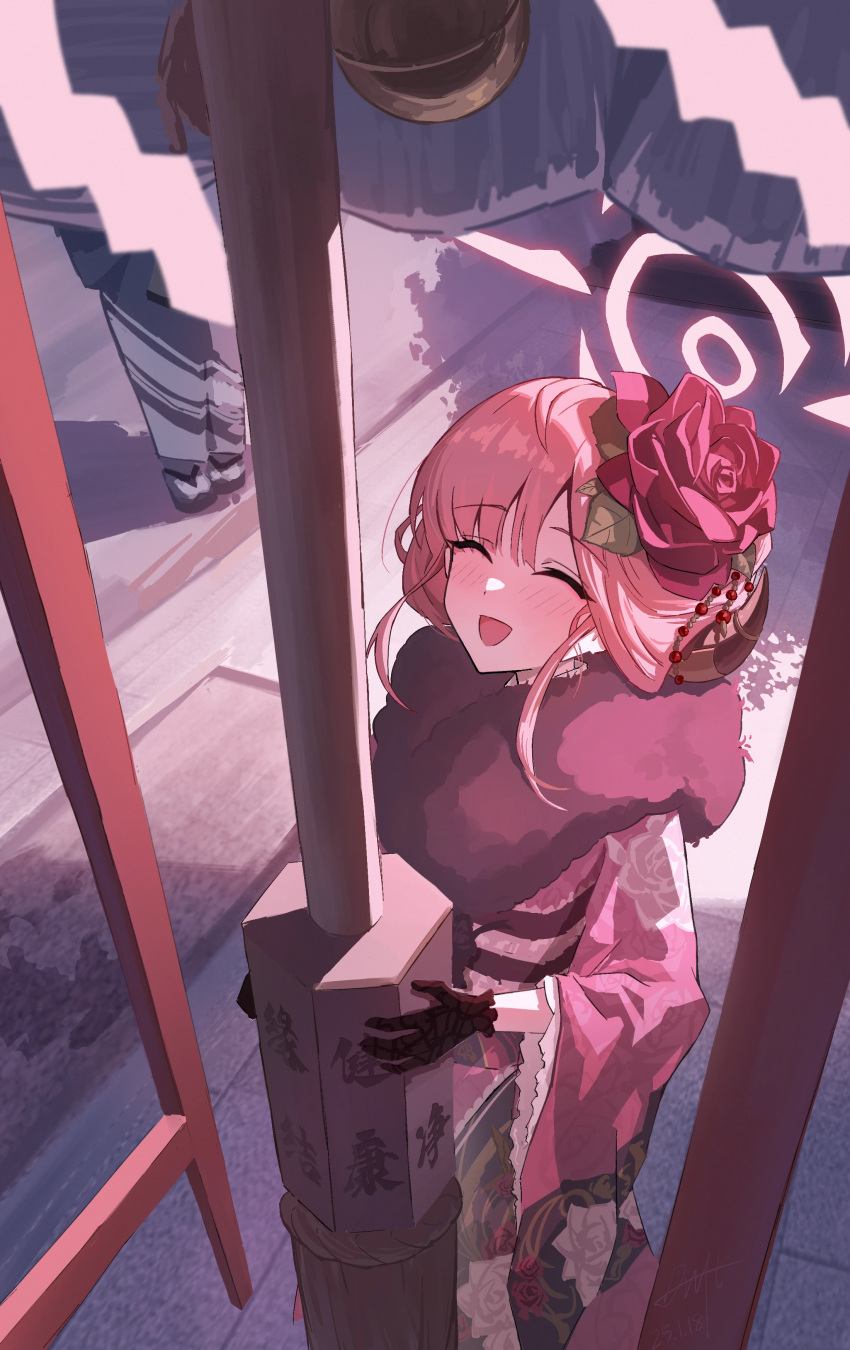 Safebooru - 1girl absurdres aru (blue archive) black gloves blue archive blush closed eyes demon ...