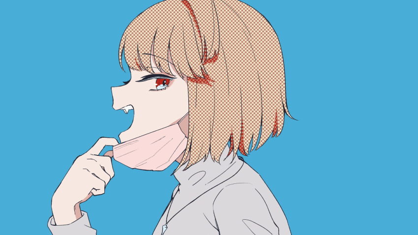 Safebooru - 1girl arcueid brunestud blonde hair fang fangs from side ...