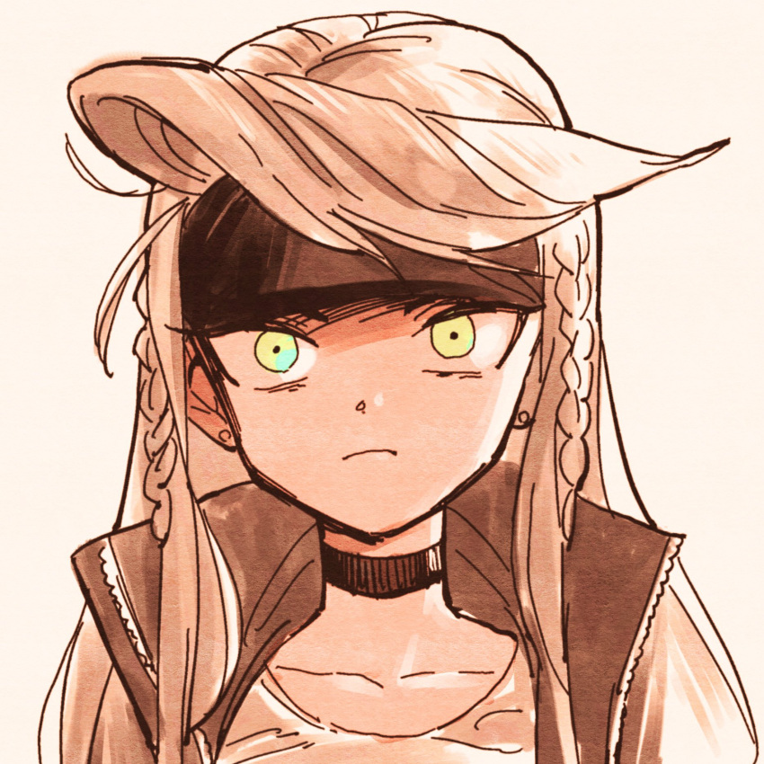 Safebooru - 1girl berit (eisu) black choker blonde hair braid choker ear piercing eisu (eith ...