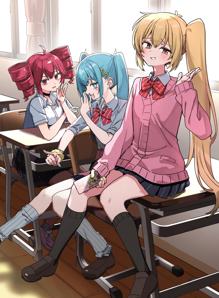 Safebooru - 3girls ahoge akita neru aqua eyes aqua hair blonde hair blue eyes blue hair blush ...