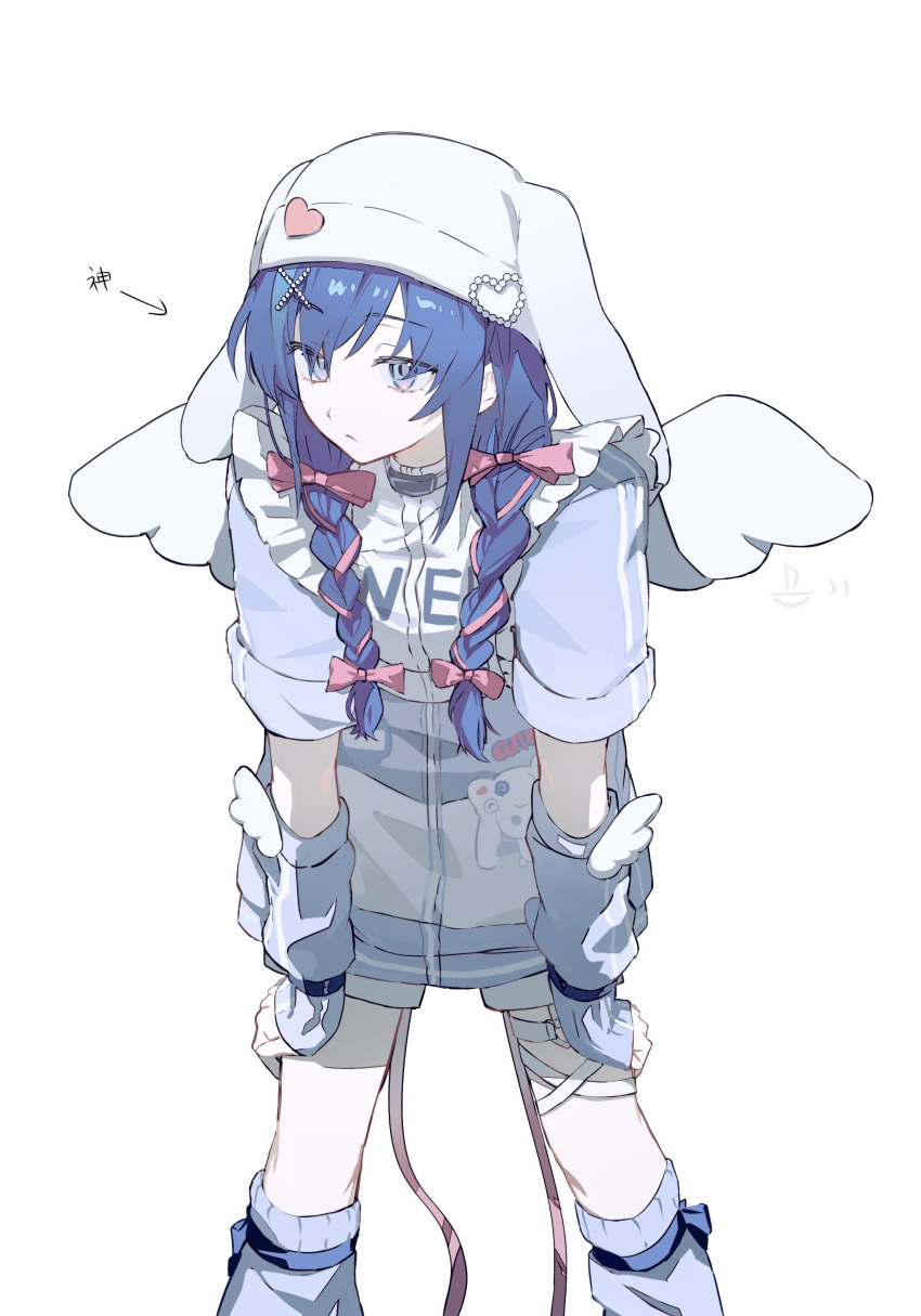 Safebooru - 1girl absurdres arm warmers blue hair blue jacket braid chuanzhoujikou cowboy shot ...