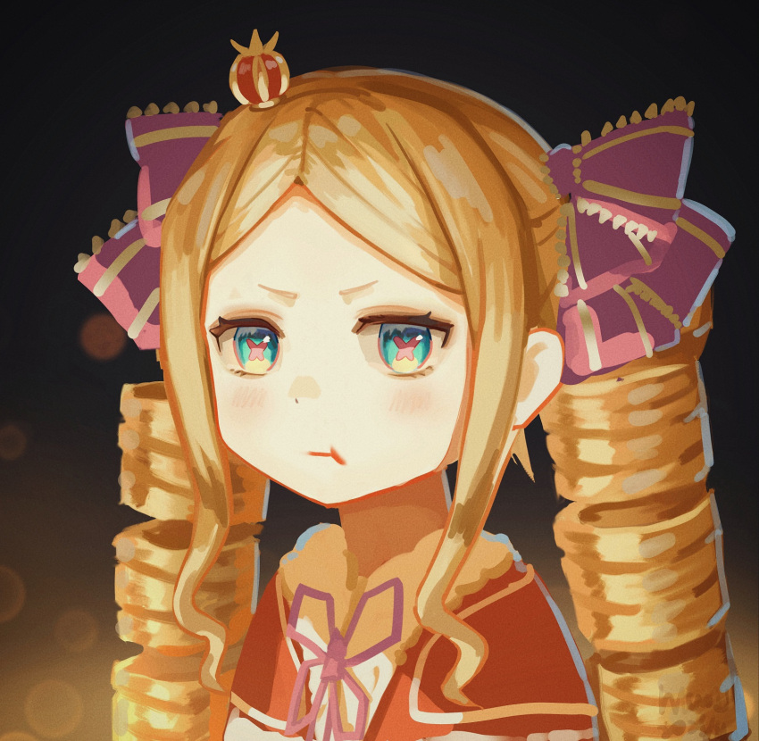 Safebooru - 1girl :t beatrice (re:zero) blonde hair blue eyes blush butterfly-shaped pupils ...