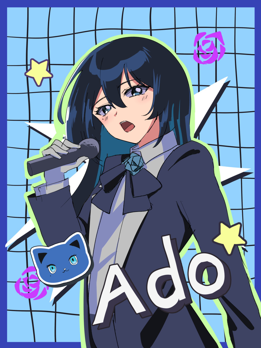 Safebooru - 1girl absurdres ado (utaite) adorozatorumary black bow black bowtie black hair black ...