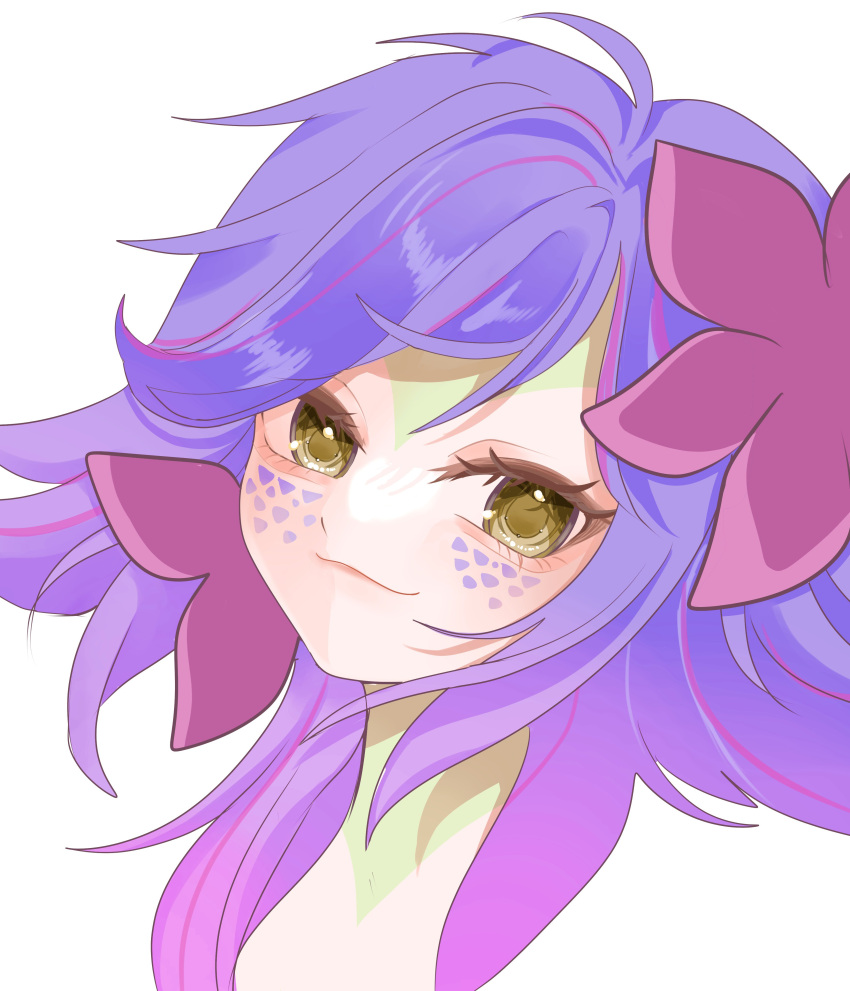 Safebooru - 1girl absurdres blue skin brown eyes colored skin cropped ...