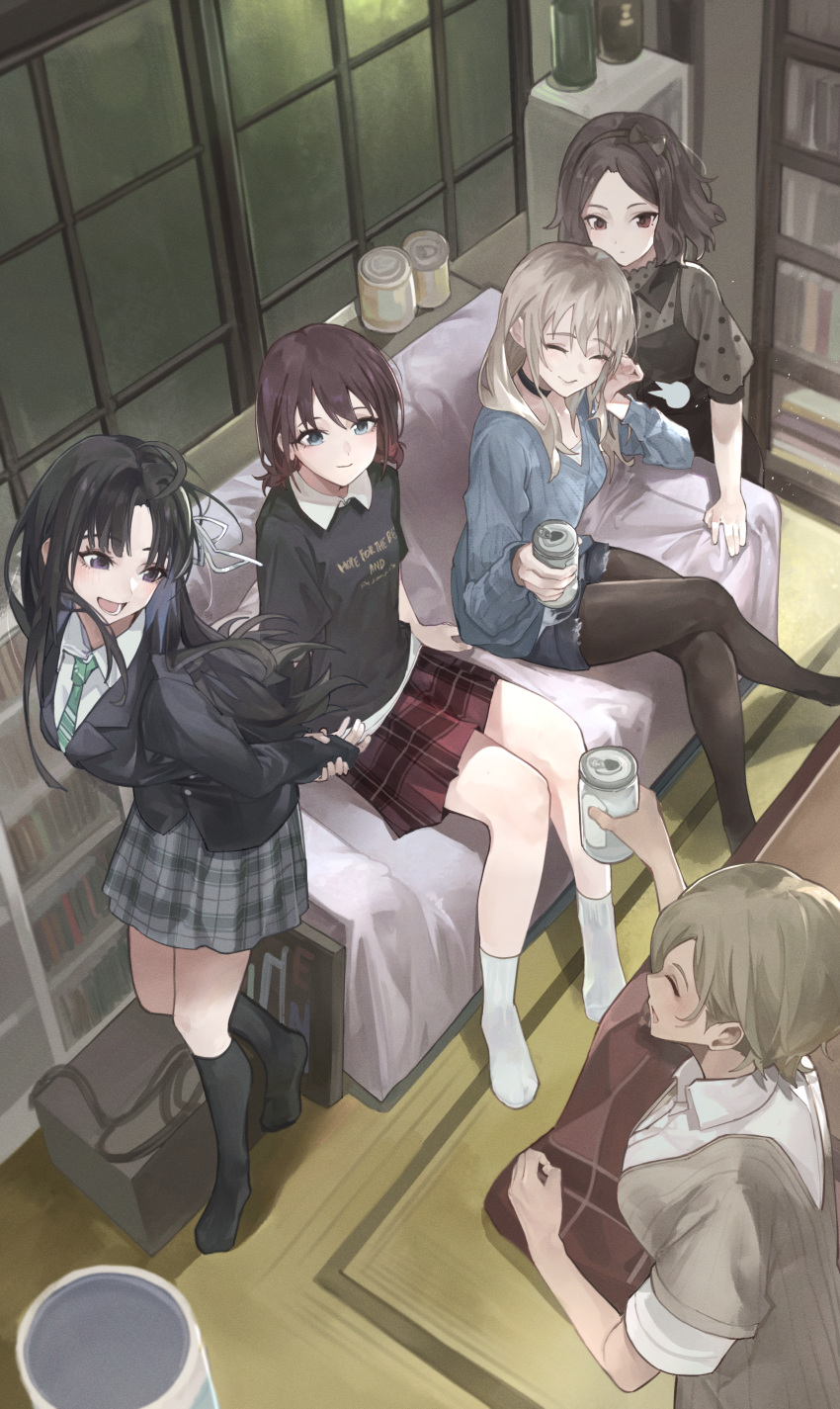 Safebooru - 5girls ^ ^ absurdres awa subaru black choker black hair black jacket black pantyhose ...