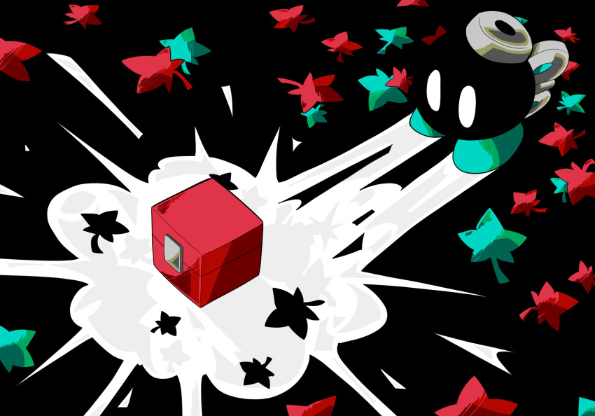 Safebooru - aqua shoes autumn leaves black background bobby (paper ...