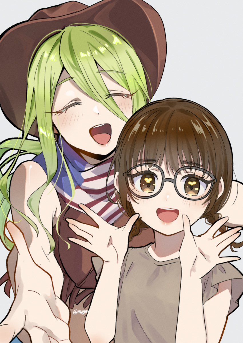 Safebooru - 2girls :d ^ ^ absurdres american flag american flag print bandana bandana around ...