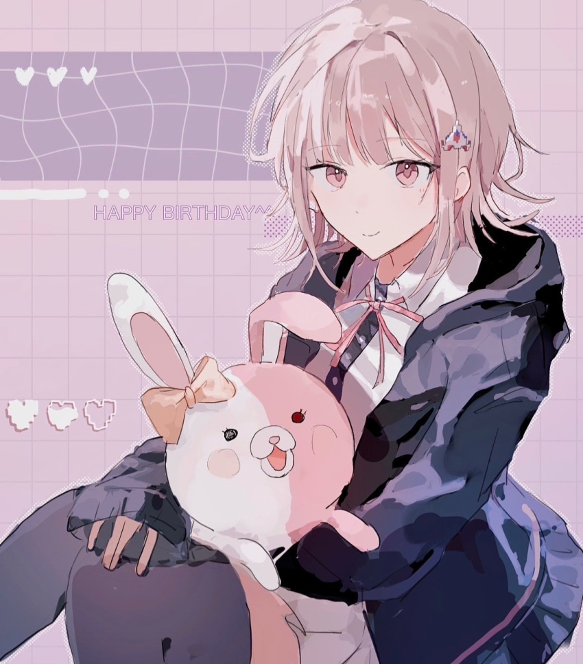 Safebooru - 1girl black thighhighs bow breasts brown hair collared shirt danganronpa (series ...