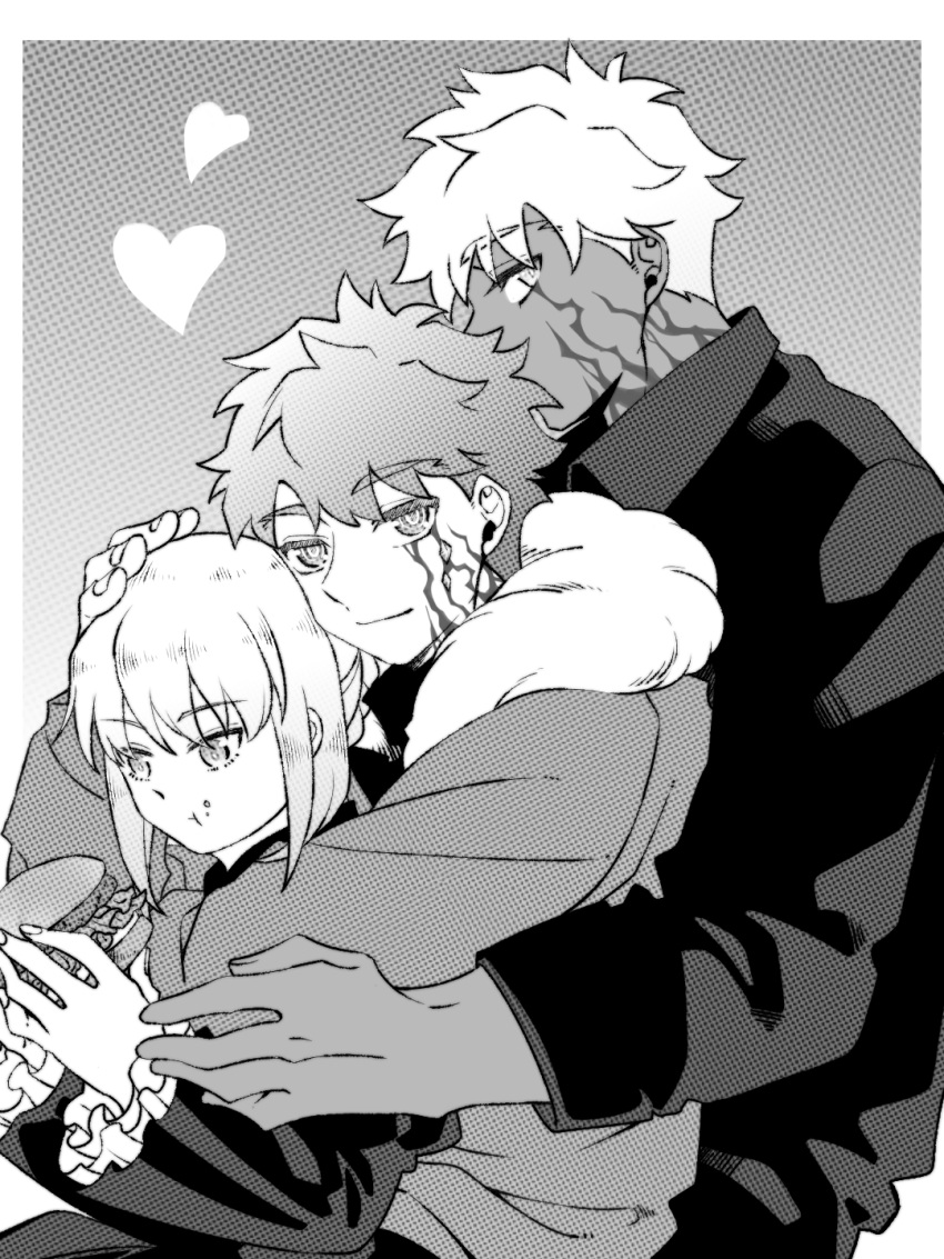 Safebooru - 1girl 2boys archer (fate) archer alter (fate) artoria ...