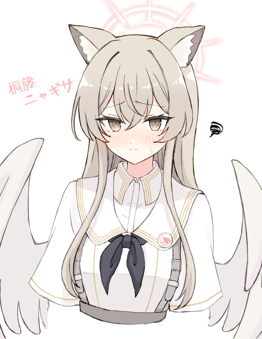 Safebooru - 1girl absurdres angel wings animal ears azuki (az my) blue archive cat ears ...