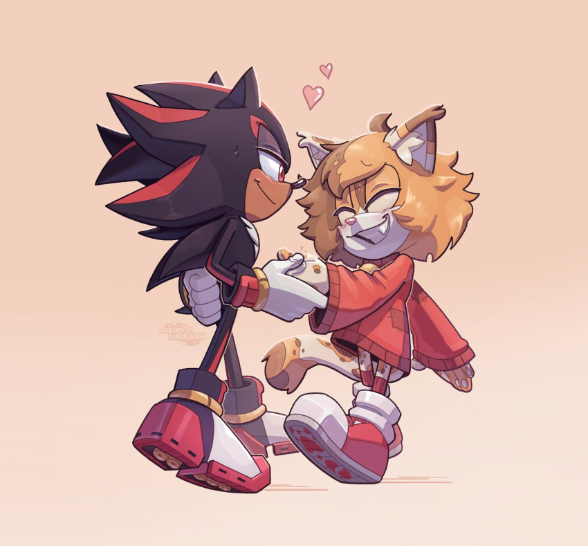 Safebooru - 1boy 1girl animal ears black fur brown fur cat ears cat girl cat tail closed eyes ...