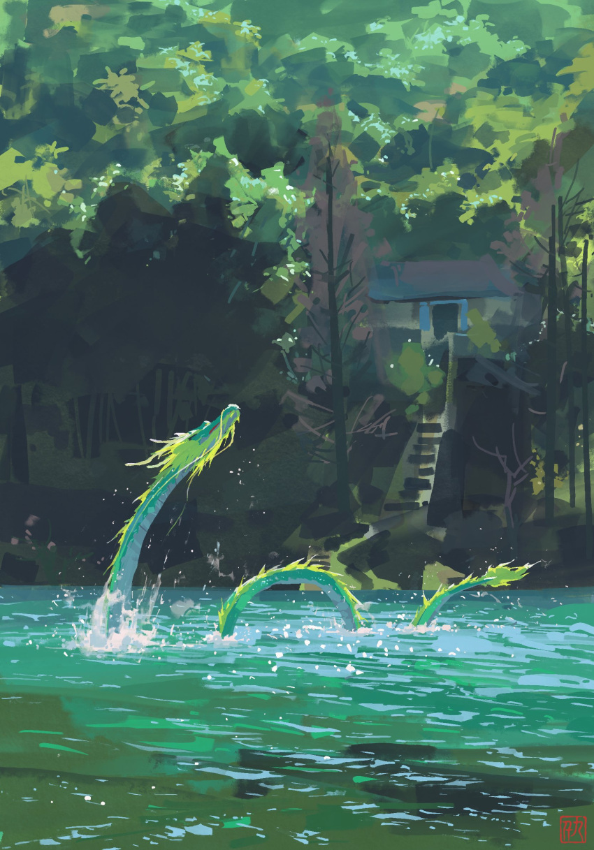 Safebooru - building creature creature focus day dragon eastern dragon ...