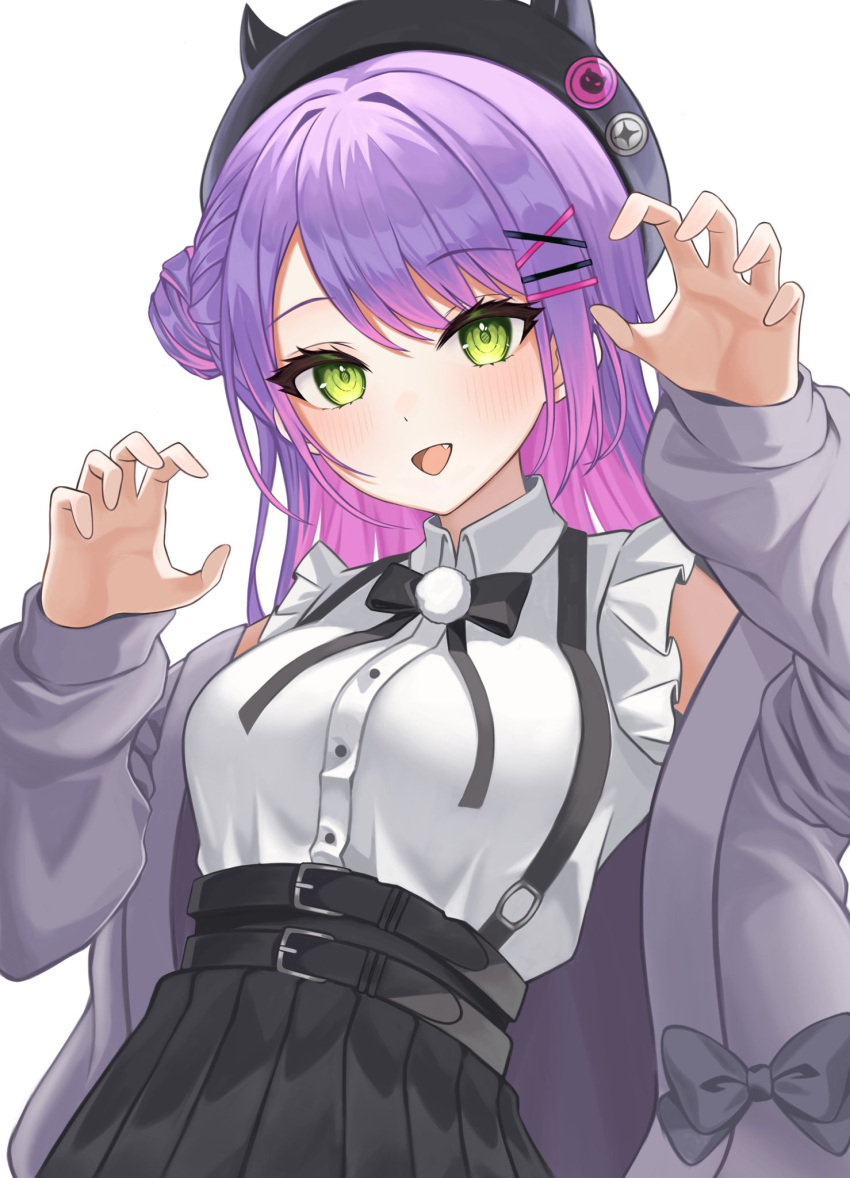 Safebooru - 1girl 5musubi belt beret black belt black bow black bowtie black hat black skirt bow ...