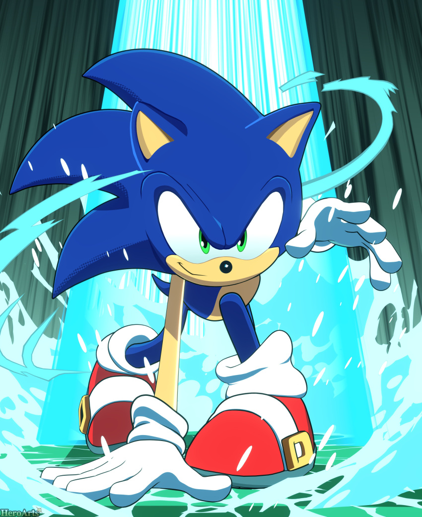 Safebooru - 1boy 3d absurdres animal ears animal nose blue fur furry gloves green eyes hedgehog ...