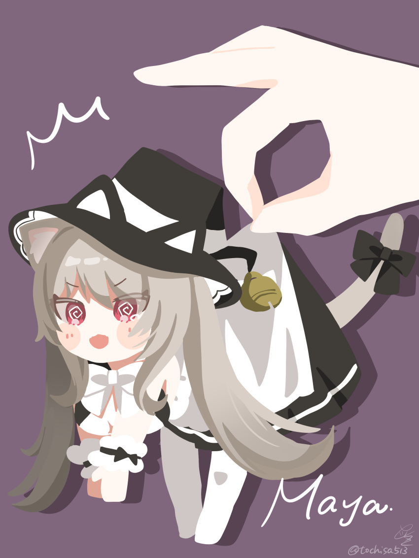 Safebooru - 1girl 1other :d @ @ ^^^ absurdres animal ears apron bell ...