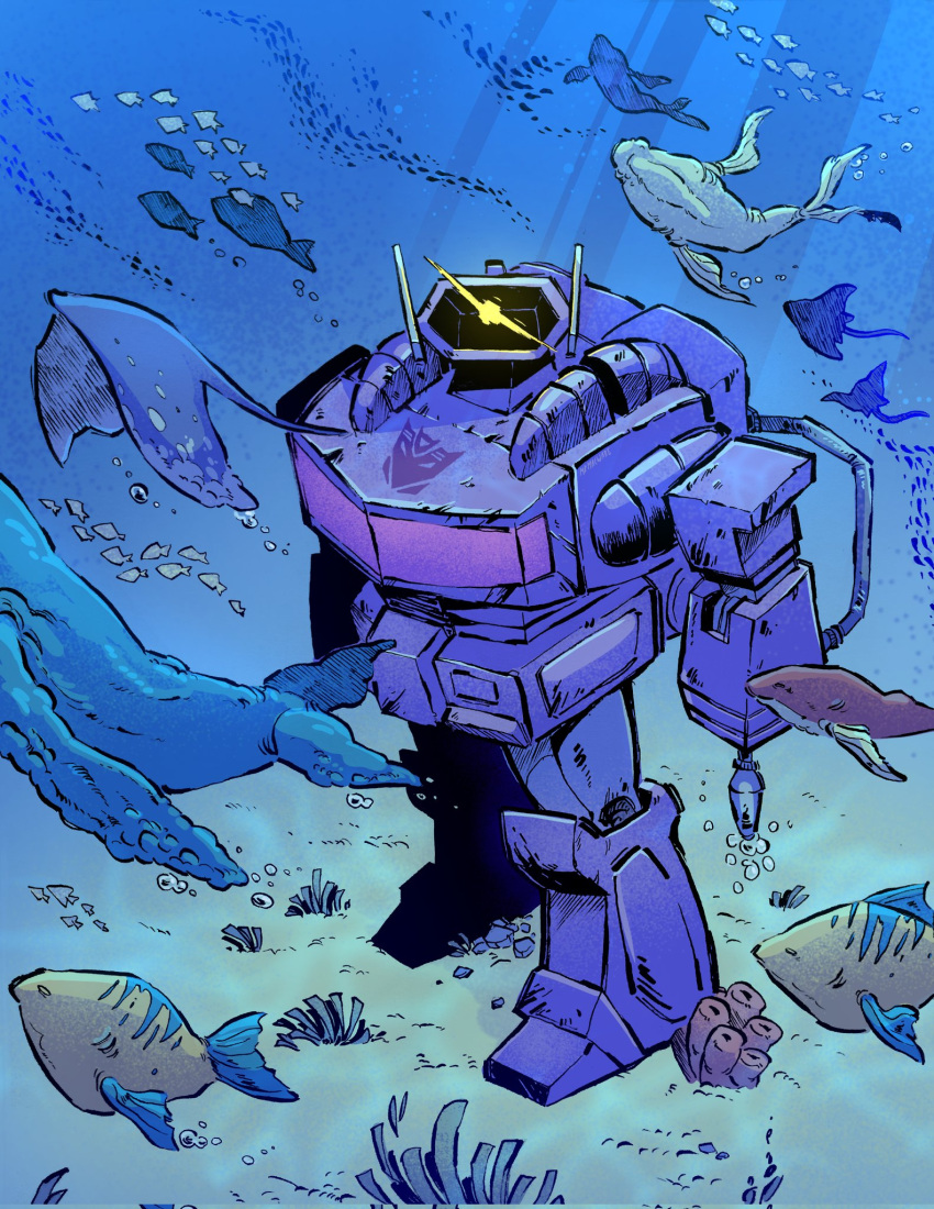 Safebooru - arm cannon cable coral decepticon eye trail fish highres ...