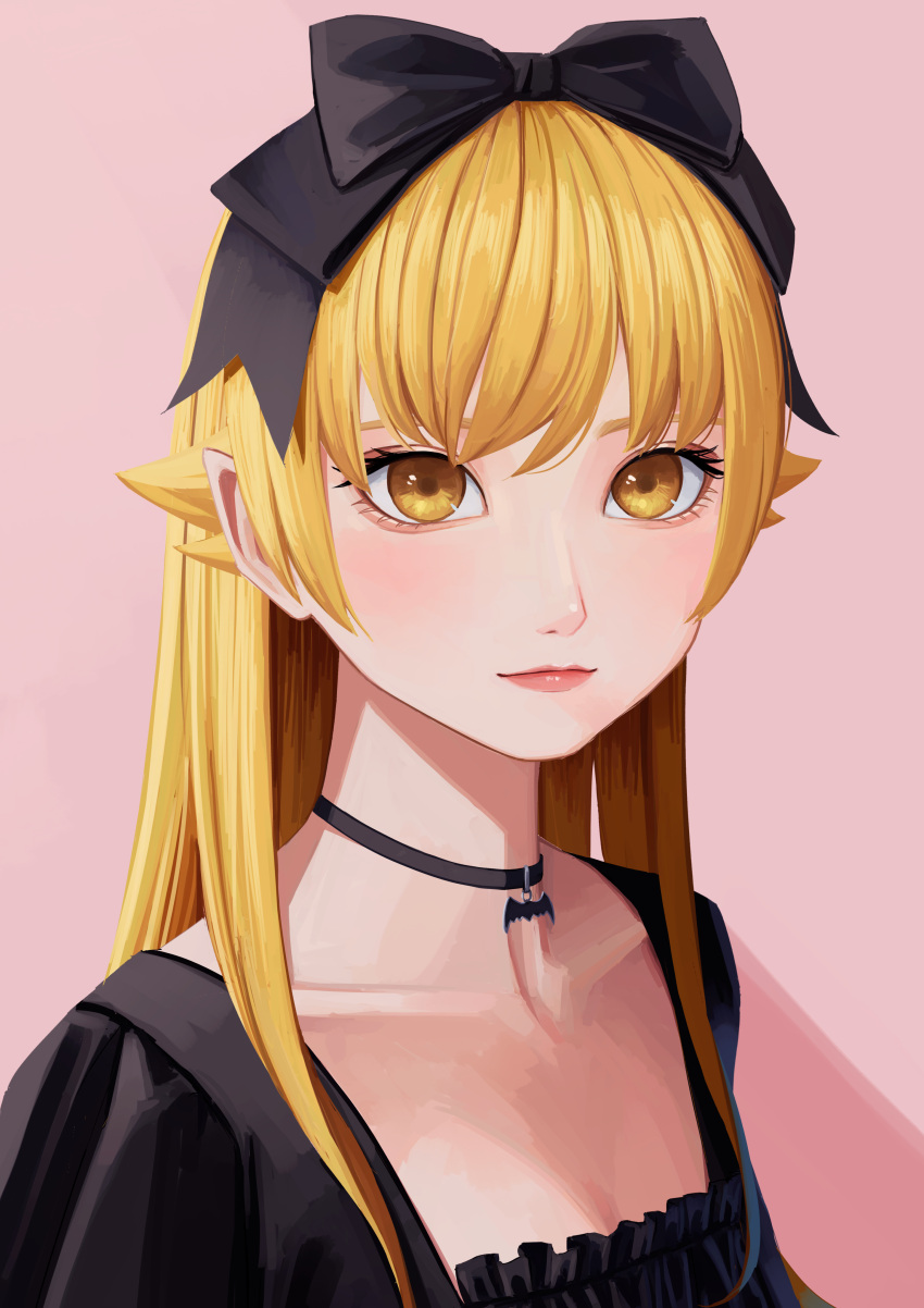 Safebooru - 1girl absurdres black choker black dress black ribbon blonde hair choker closed ...