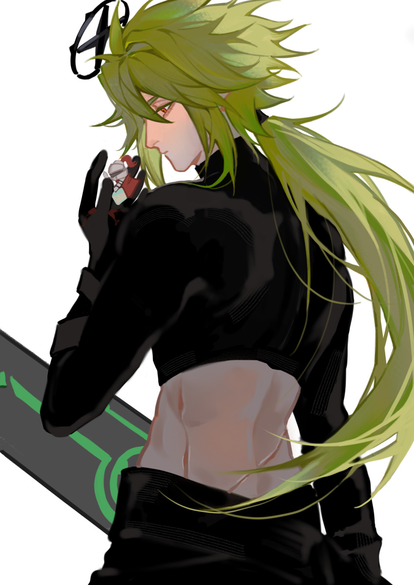 Safebooru - 1boy absurdres aotu world belt black belt black gloves black pants black shirt ...