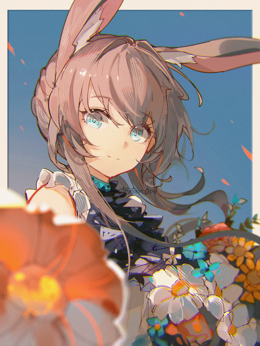 Safebooru - 1girl amiya (arknights) animal ear fluff animal ears arknights artist name ascot ...