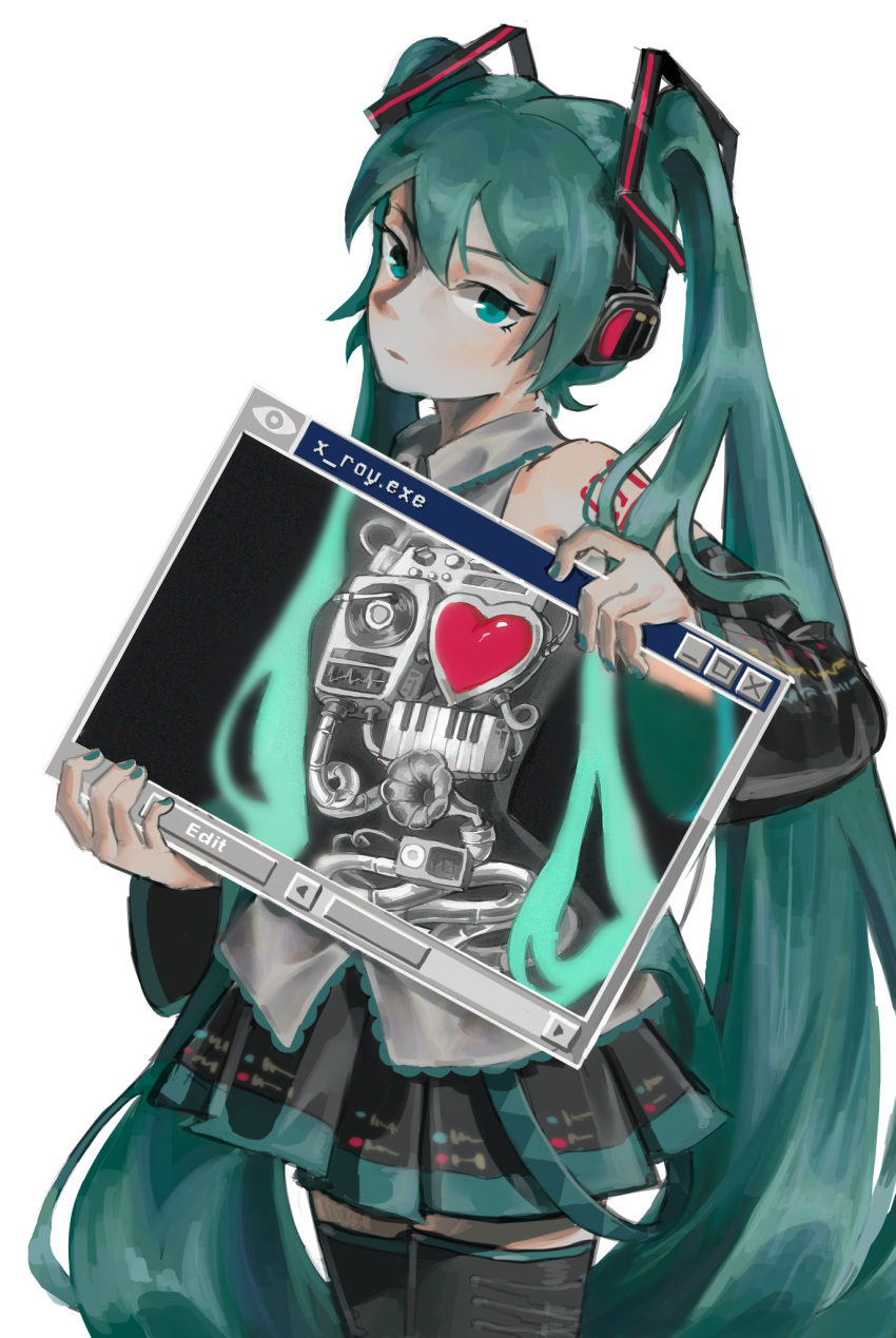 Safebooru - 1girl android aqua eyes aqua hair asly-y cable cardiogram ...