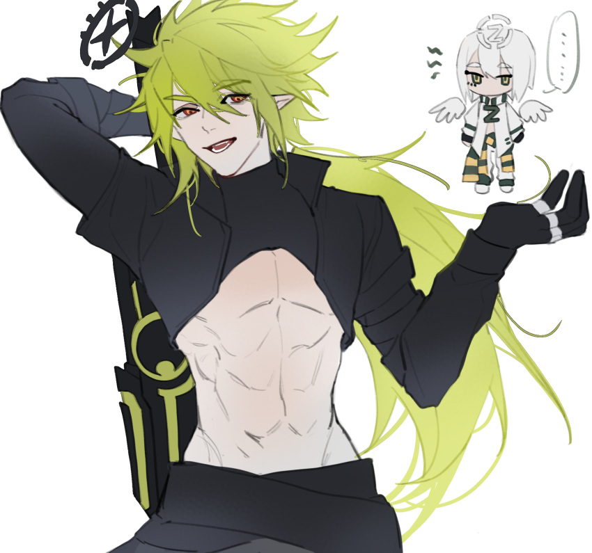 Safebooru - ... 2boys abs angel angel wings aotu world arm behind head ...