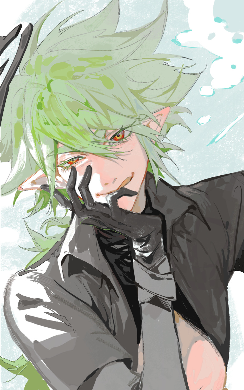 Safebooru - 1boy absurdres aotu world black gloves black jacket black shirt chinese commentary ...