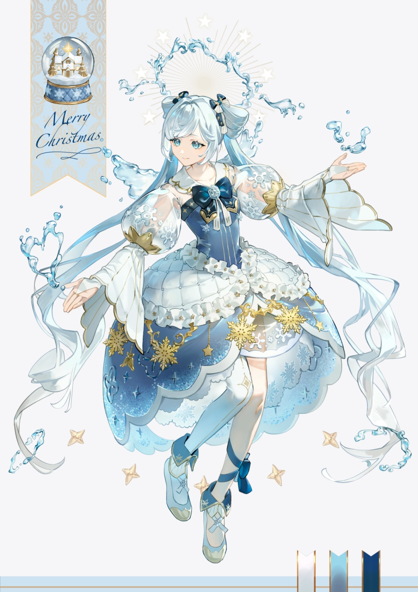 Safebooru - 1girl aruk blue bow blue dress blue eyes blue hair blue ribbon blue theme bow bridal ...