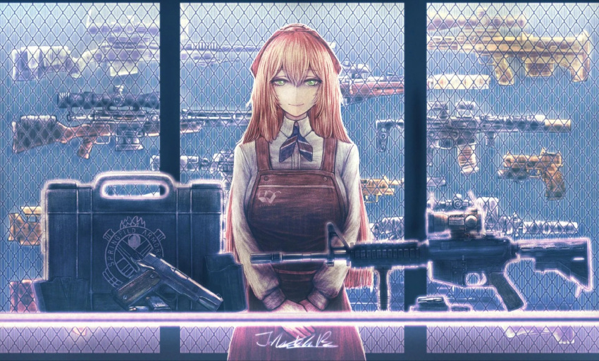 Safebooru - 1girl apron assault rifle briefcase girls frontline john ...
