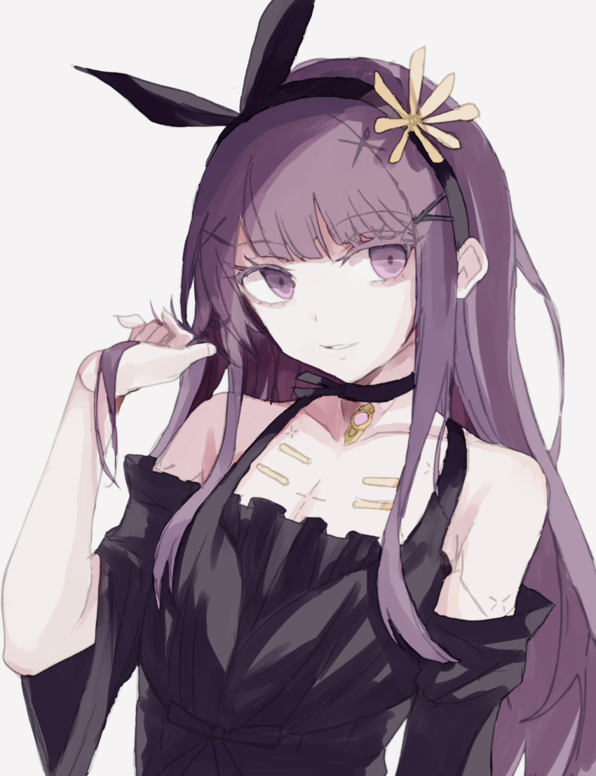 Safebooru - 1boy bare shoulders black choker black dress black hairband black ribbon choker ...