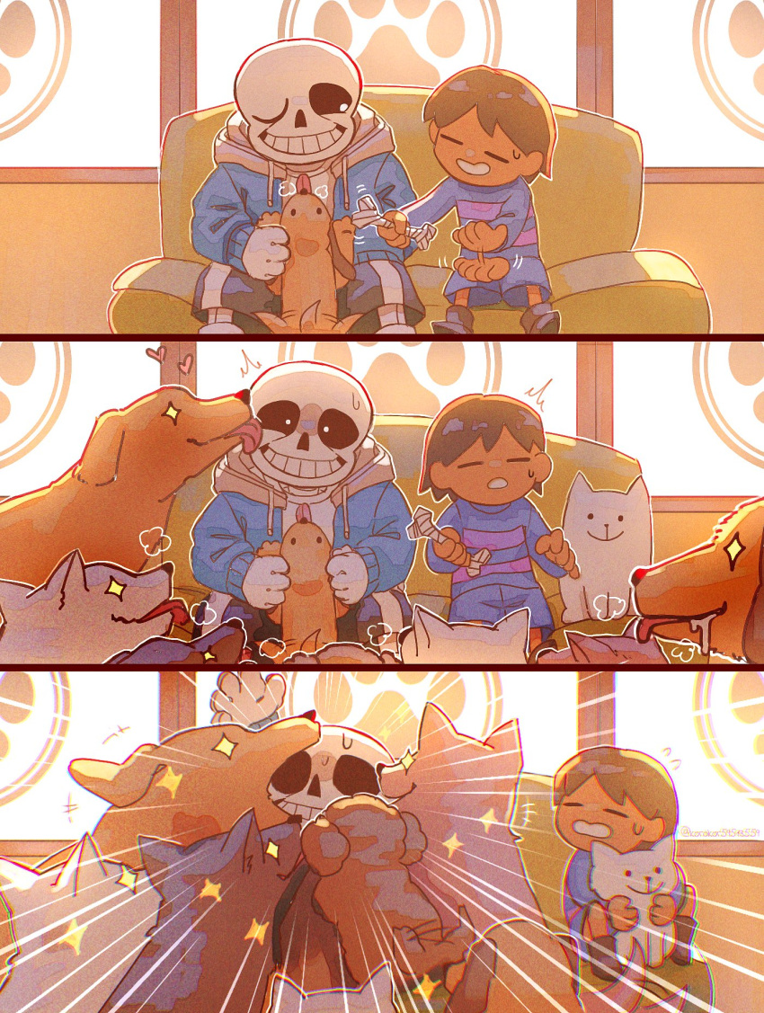 Safebooru - 1boy 1other 2022 2d 3koma ambiguous gender animal annoying ...