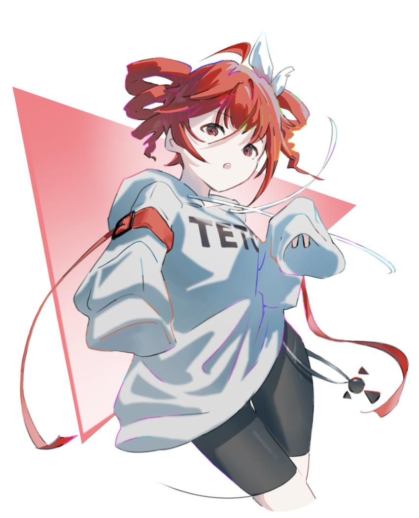 Safebooru - 1girl :o ahoge alternate costume arm belt belt bike shorts black shorts bow ...