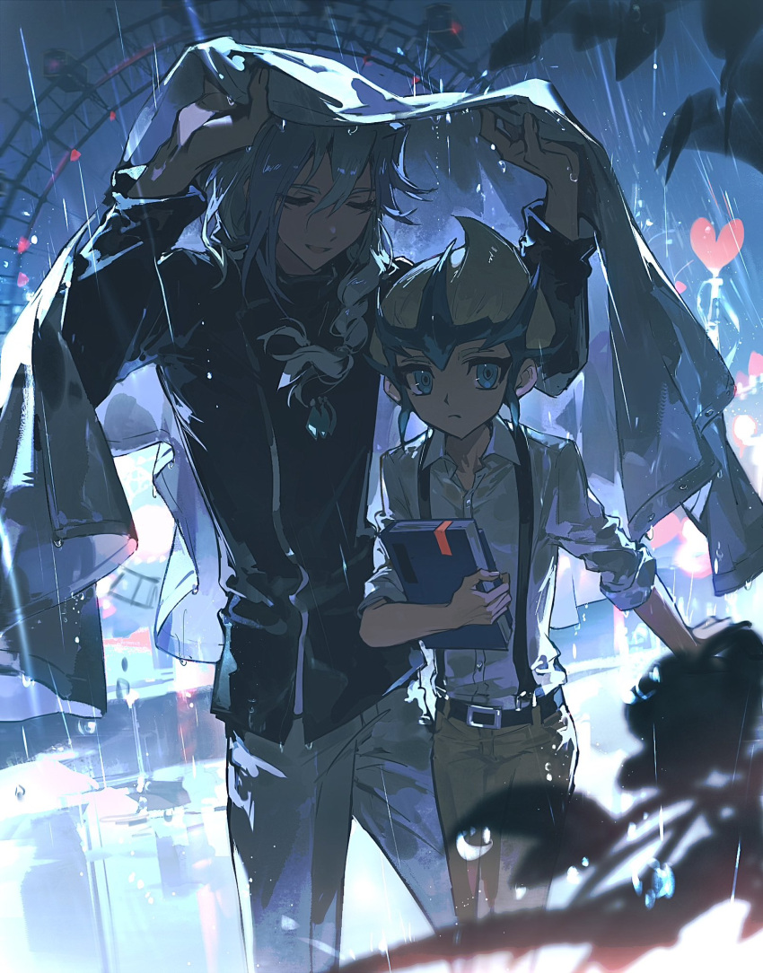 Safebooru - 2boys black jacket blonde hair blue eyes blurry blurry background blurry foreground ...
