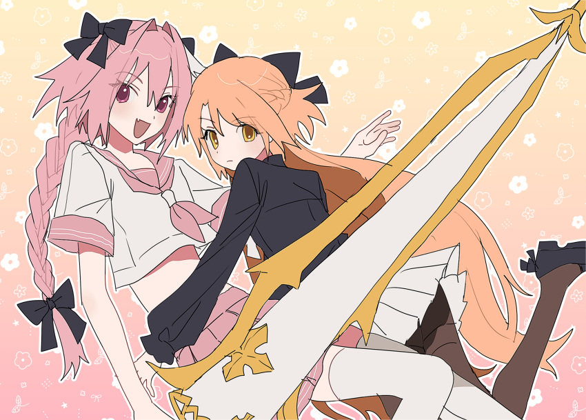 Safebooru - 1boy 1girl astolfo (fate) astolfo (sailor paladin) (fate) blonde hair bow braid ...