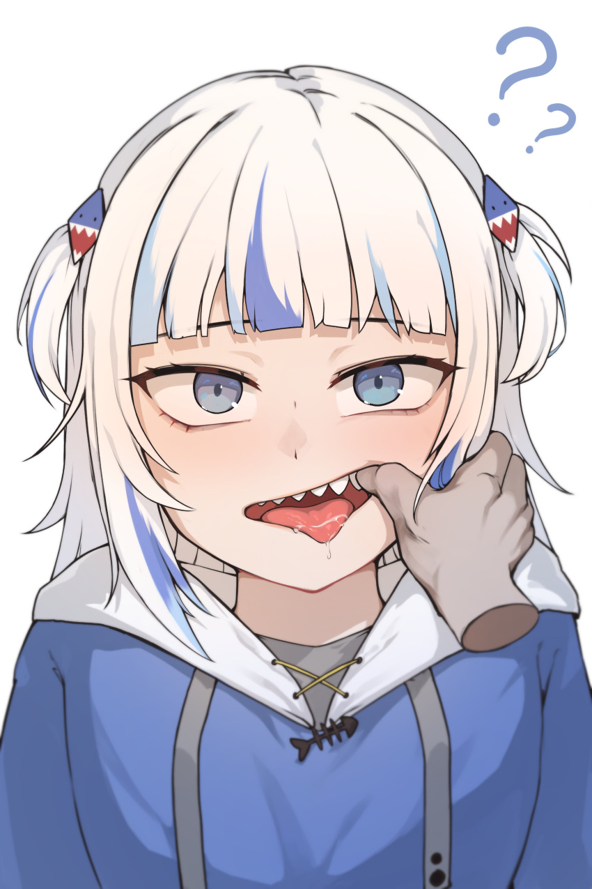 Safebooru - 1girl ? ?? absurdres animal costume animal hood blue eyes blue hair blue hoodie ...