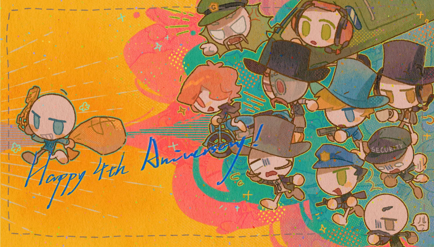 Safebooru - 1girl 6+boys :d aircraft anger vein antenna hair aqua ...