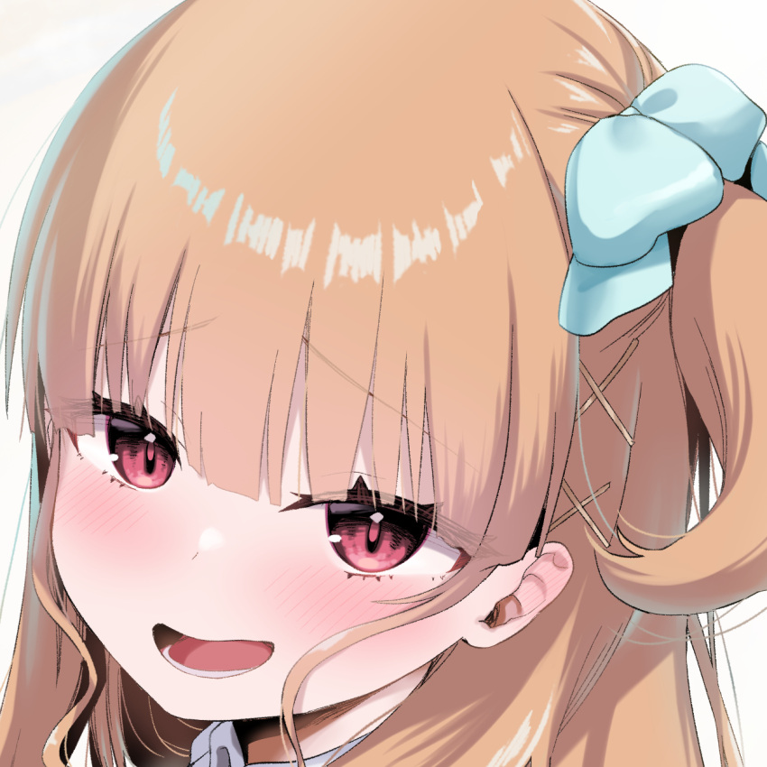 Safebooru - 1girl blue bow blush bow commentary request ear blush hair bow highres long hair ...