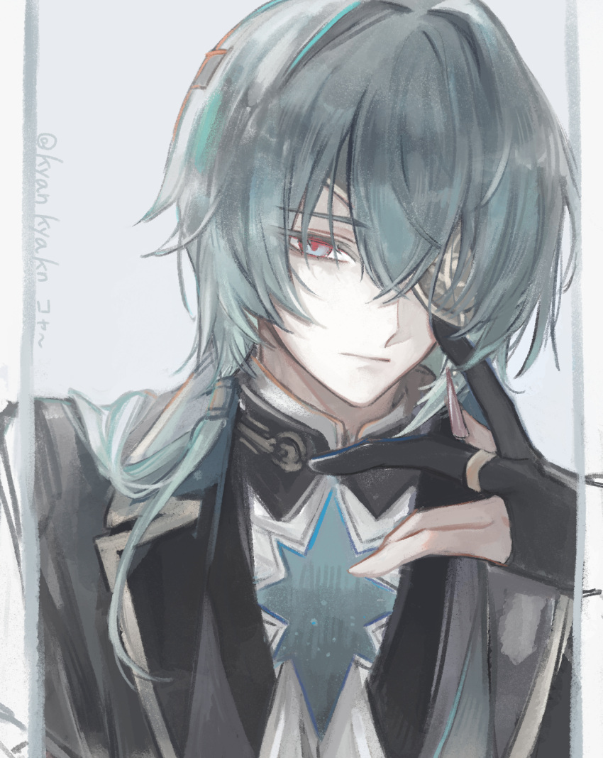 Safebooru - 1boy anaxa (honkai: star rail) black gloves black jacket blue eyes closed mouth ...