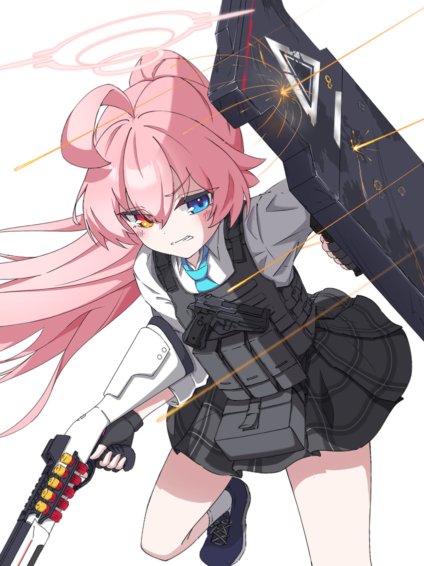 Safebooru - 1girl ballistic shield blue archive blue necktie blush ...