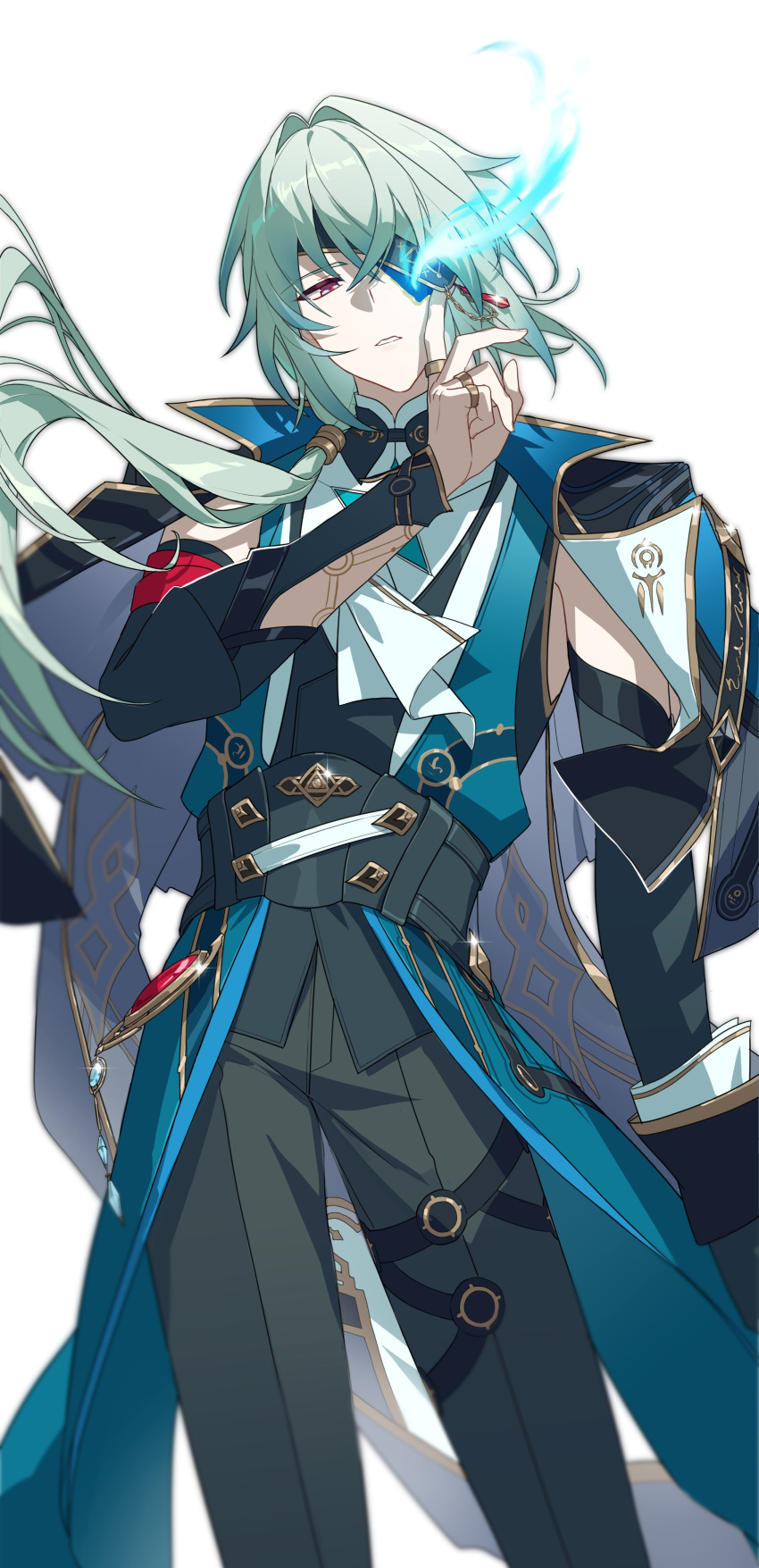 Safebooru - 1boy absurdres anaxa (honkai: star rail) black pants cowboy shot eyepatch highres ...