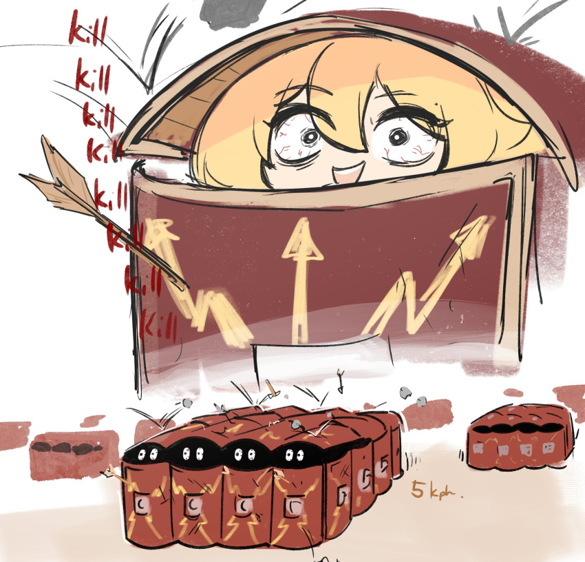 Safebooru - 1girl arrow (projectile) blonde hair bloodshot eyes centurii-chan centurii-chan ...