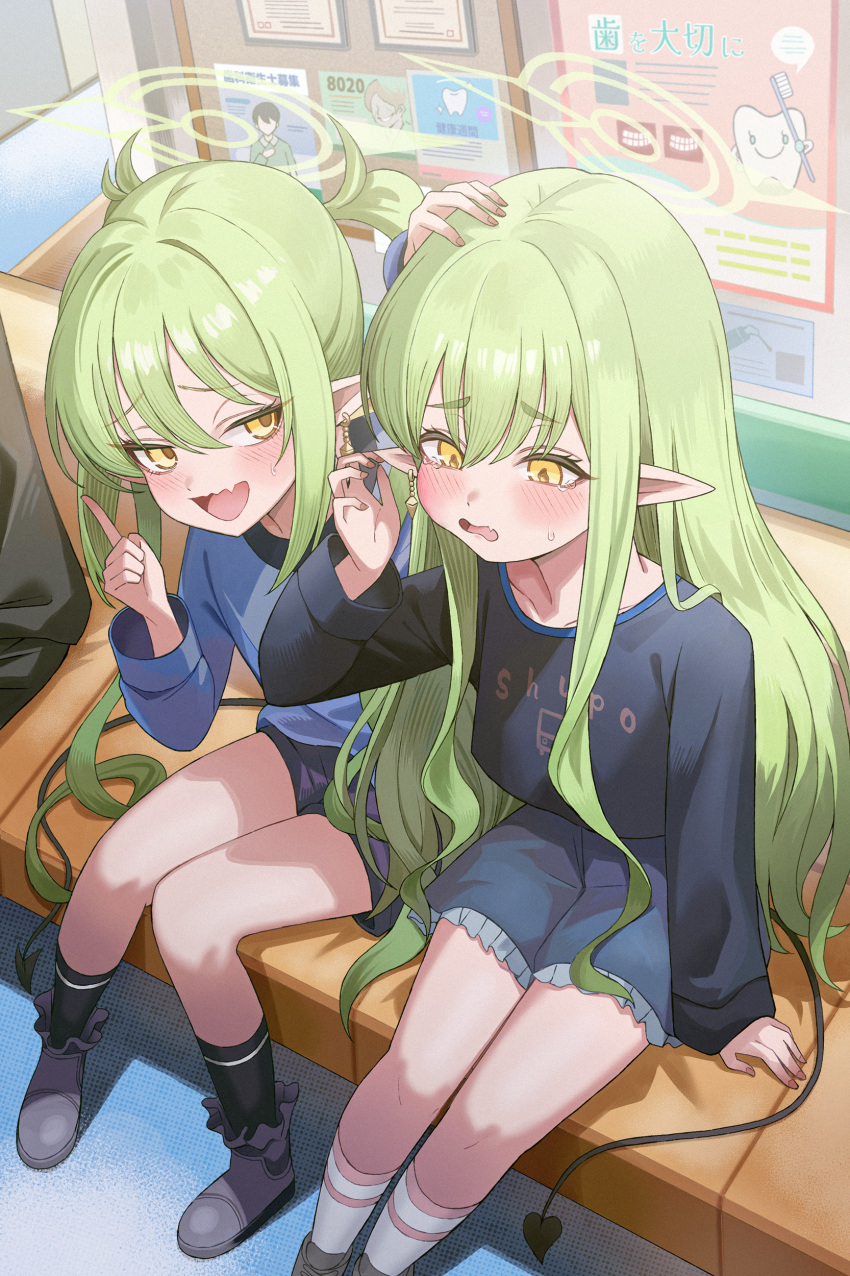 Safebooru - 2girls absurdres blue archive demon tail green hair highres hikari (blue archive ...