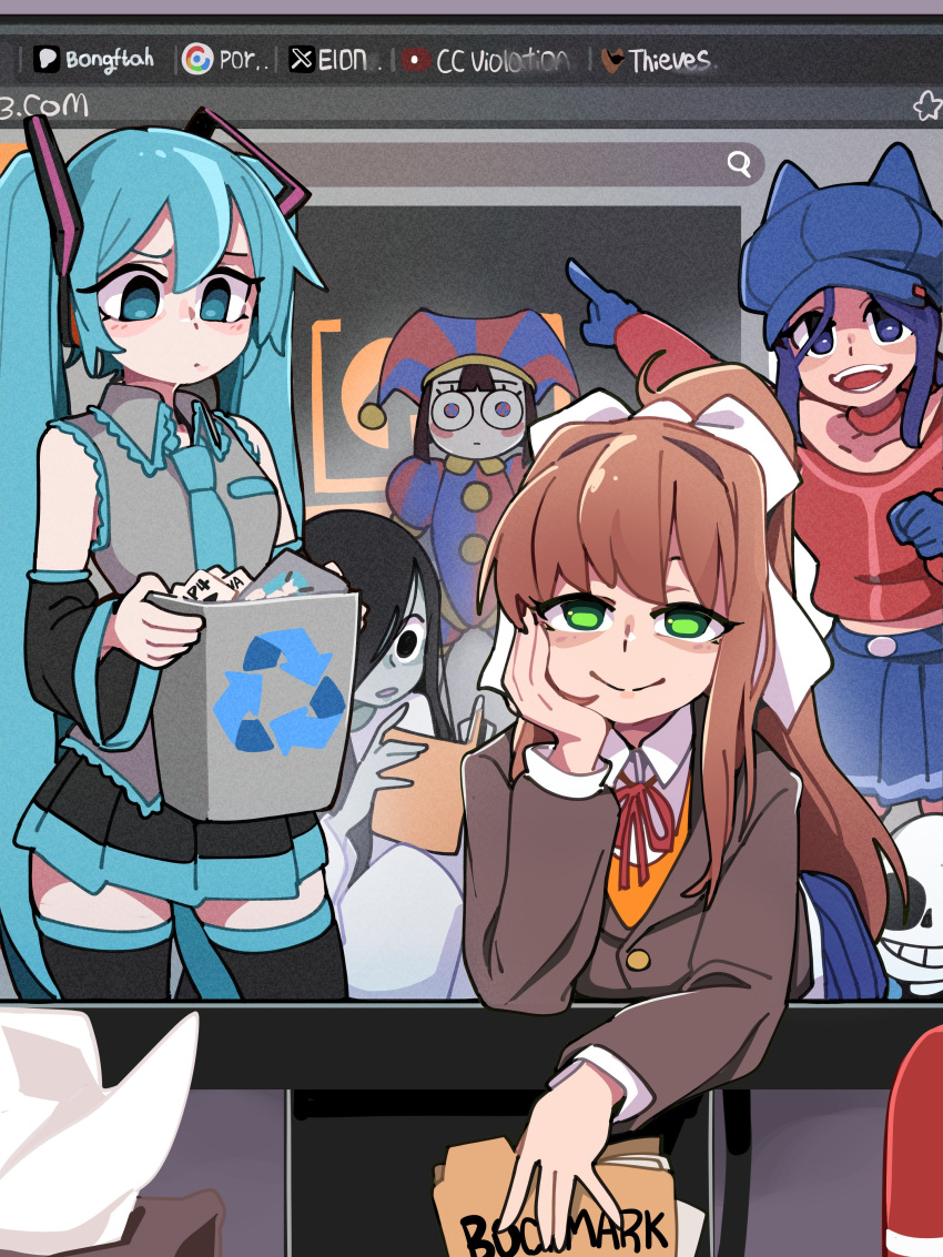 Safebooru - 4girls absurdres bare shoulders blue eyes blue hair ...